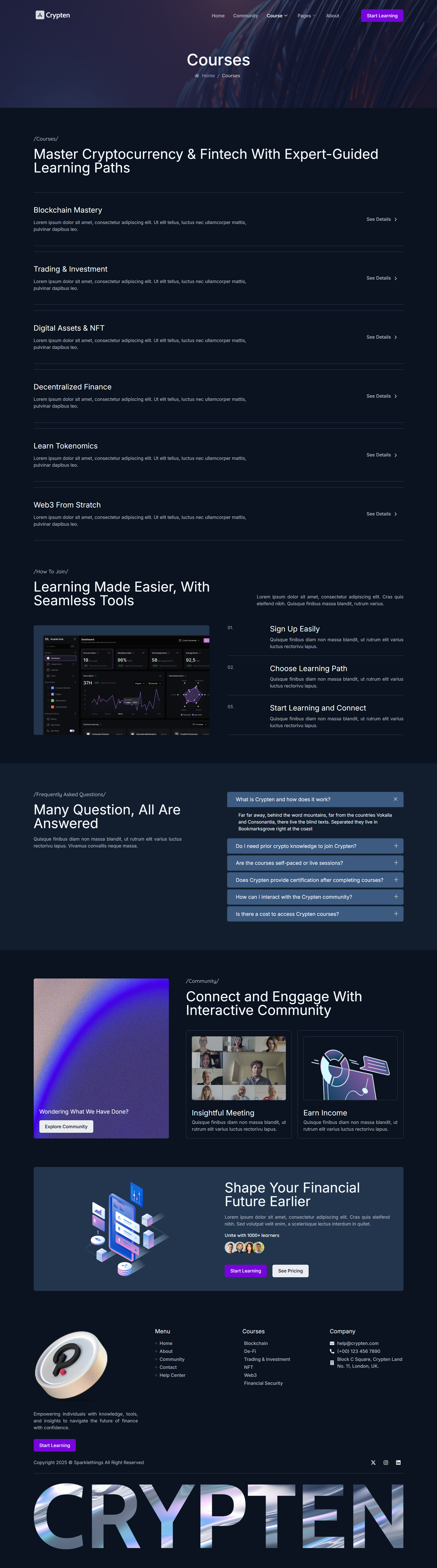 Crypten - Crypto Learning and Community Elementor Template Kit by sparklethings